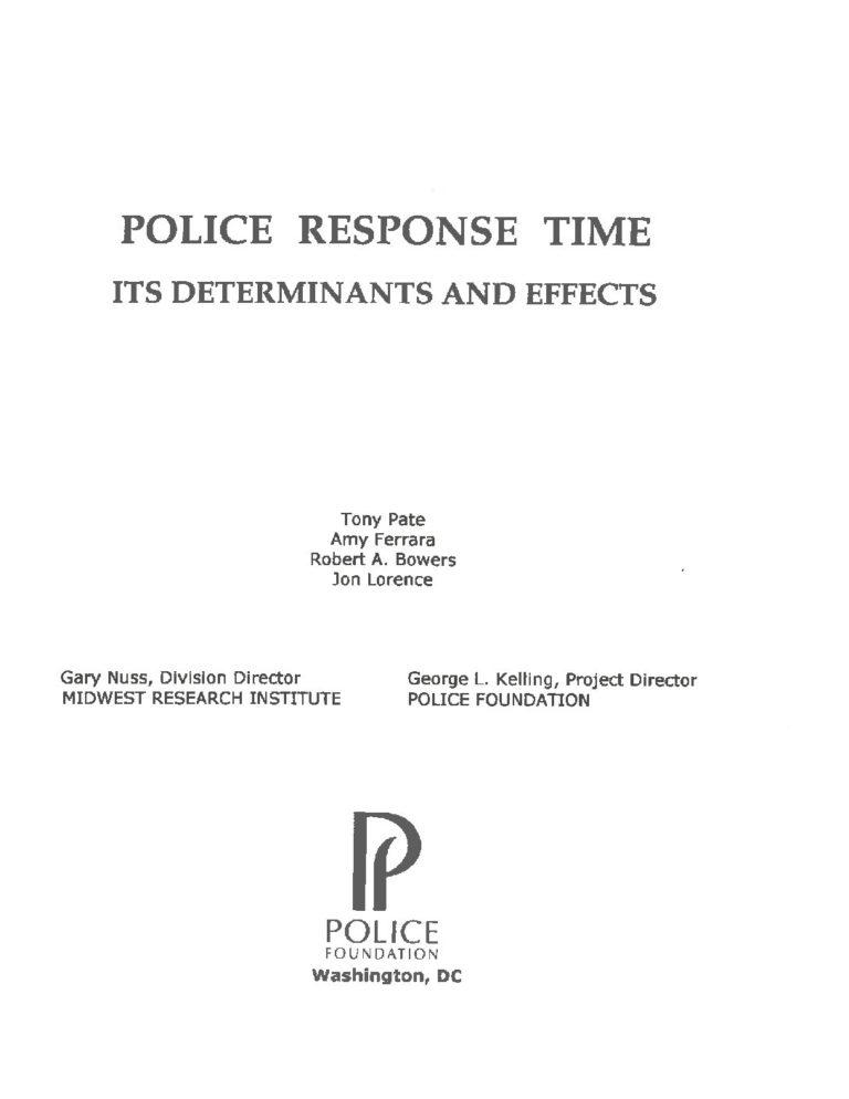 Police Response Time: Its Determinants and Effects - National Policing ...